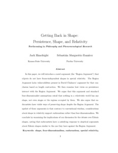 Getting Back in Shape: Persistence, Shape, and Relativity - PhilSci-Archive